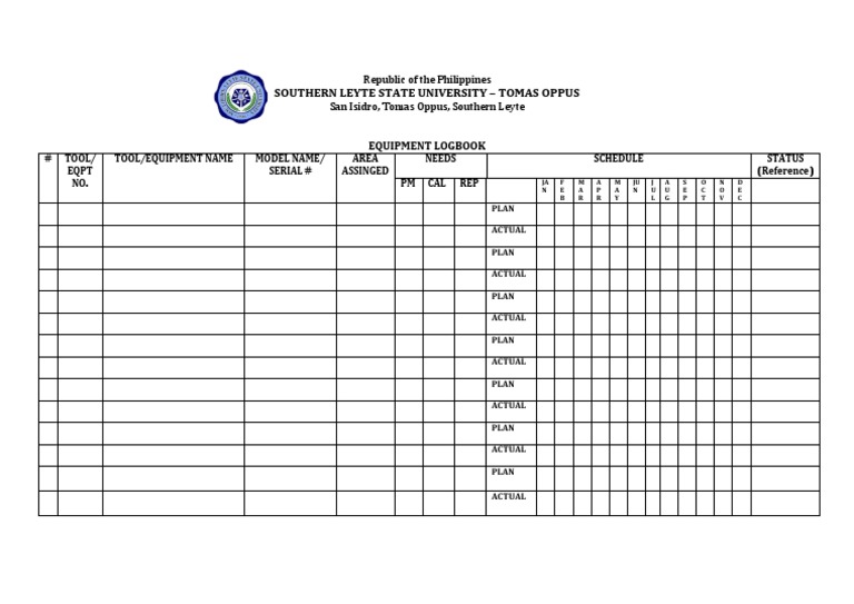 Equipment Logbook | PDF
