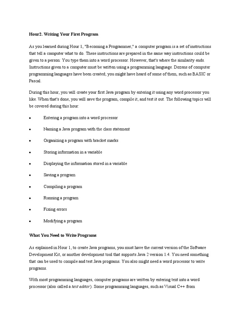 Hour2. Writing Your First Program | PDF | Command Line Interface ...