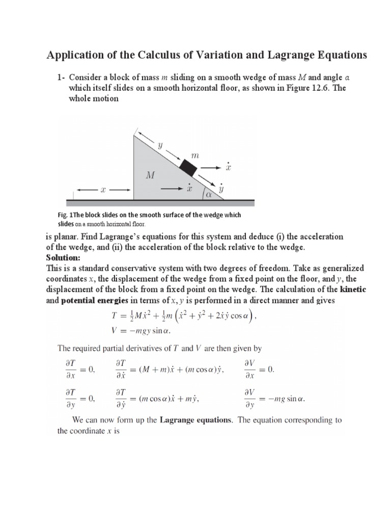 Application of The Calculus of Variation and Lagrange Equations | PDF ...