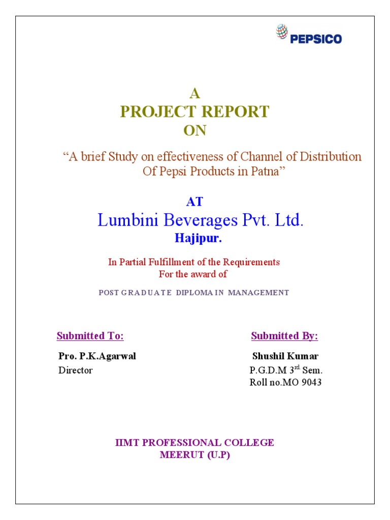 Pepsi Project Report | PDF | Pepsi Co | Retail