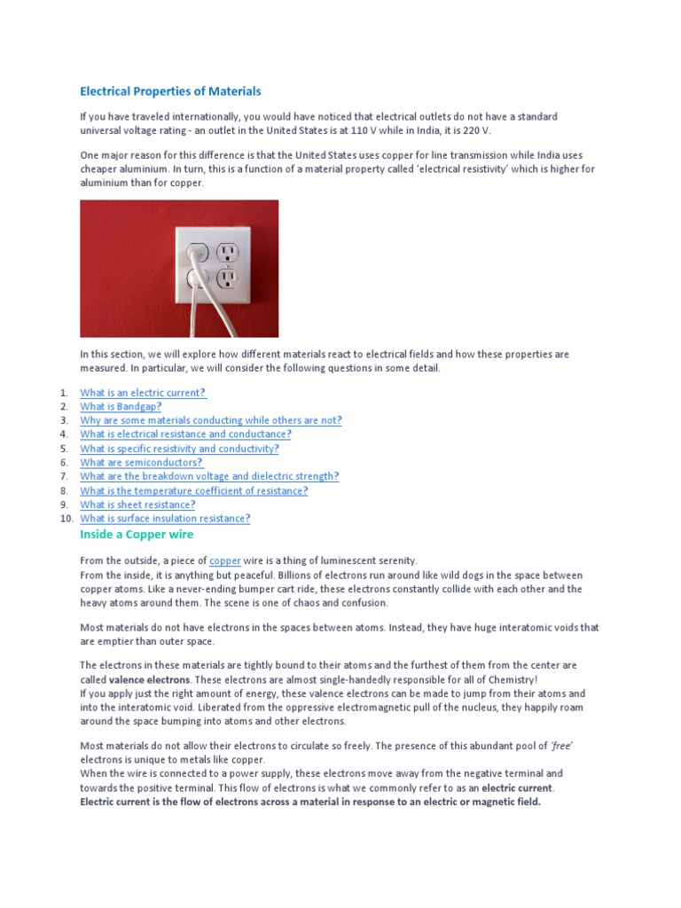Electrical Properties of Materials | PDF | Band Gap | Electrical ...