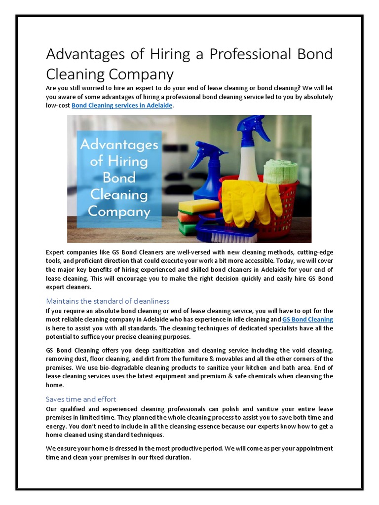 Advantages of Hiring A Professional Bond Cleaning Company | PDF ...