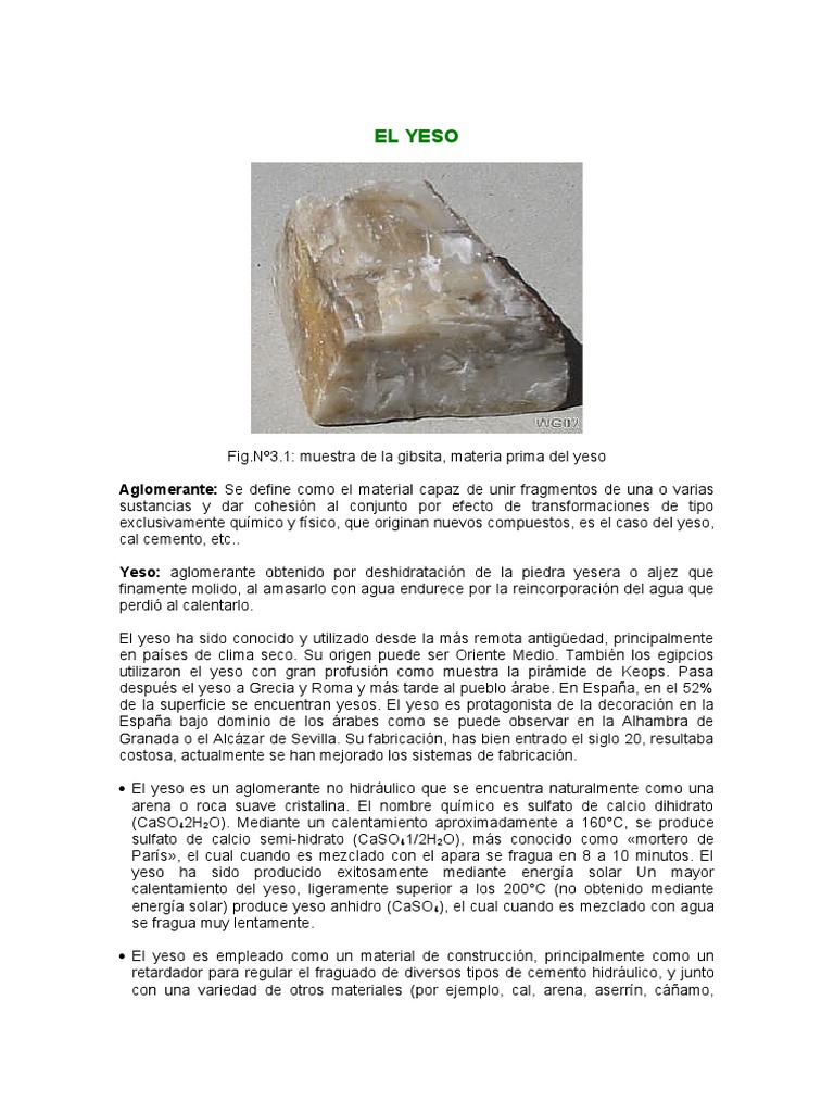 Composición y Propiedades del Yeso | PDF | Yeso | Solubilidad