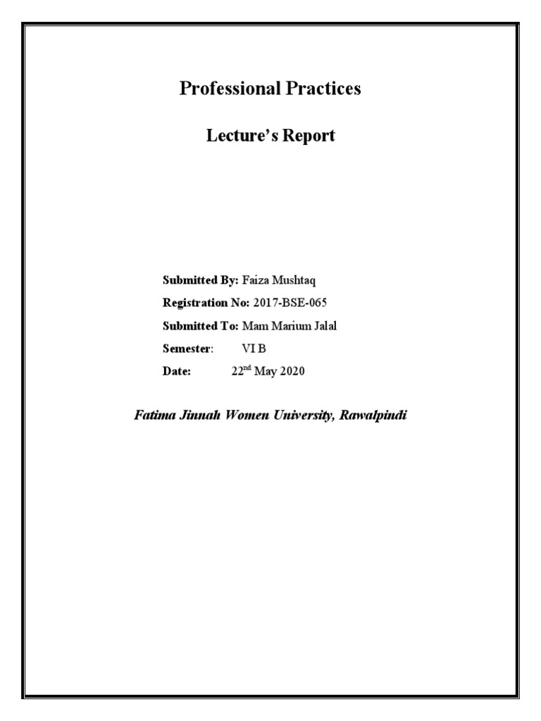Professional Practices: Lecture's Report | PDF