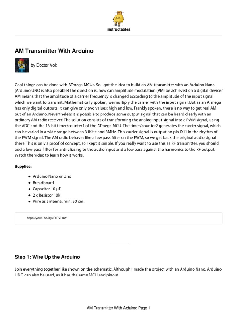 Arduino AM Transmitter Guide | PDF | Low Pass Filter | Radio
