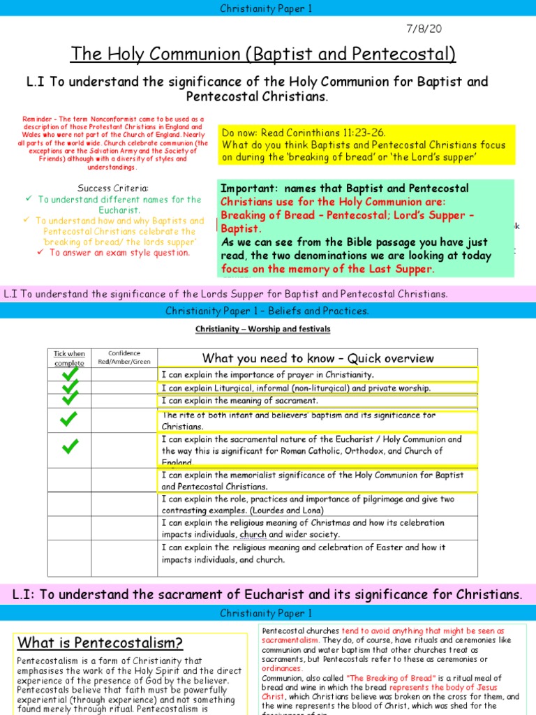 The Holy Communion Baptist And Pentecostal Pdf Eucharist Baptism