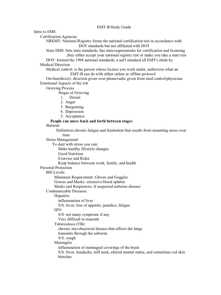 EMT B Study Guid2 | PDF | Heart | Lung
