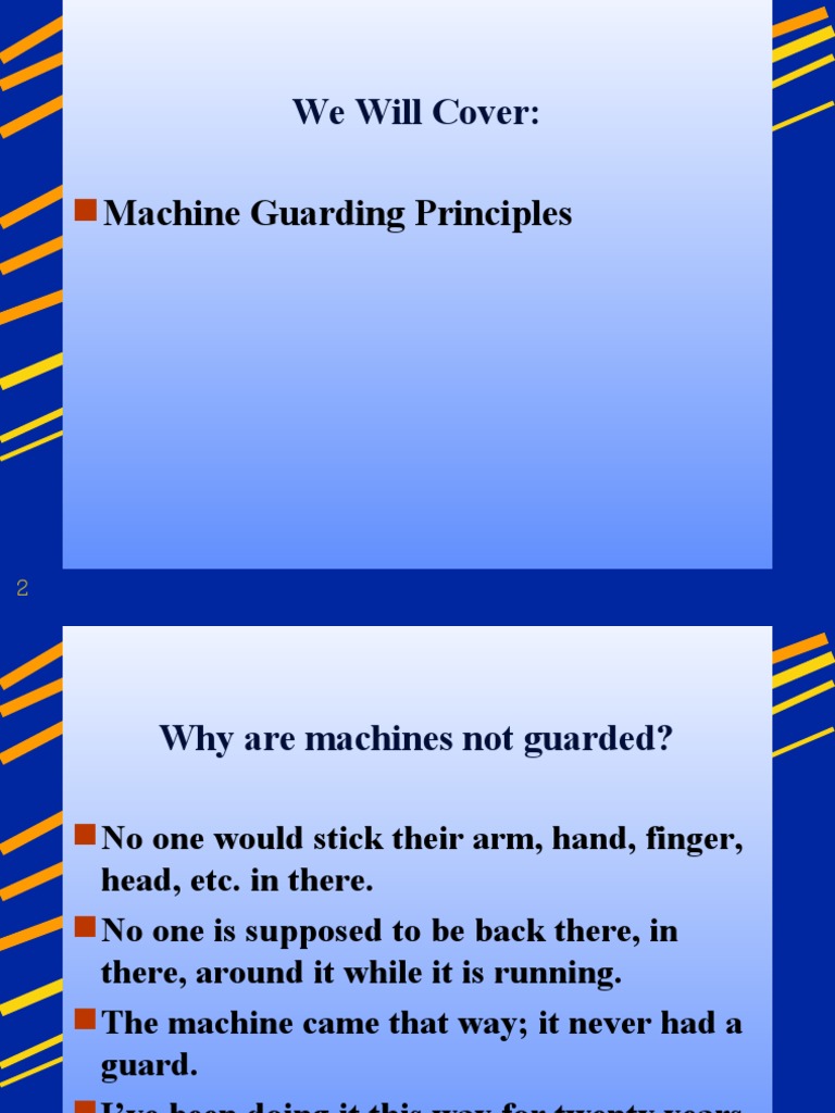 We Will Cover:: Machine Guarding Principles | PDF | Machines ...