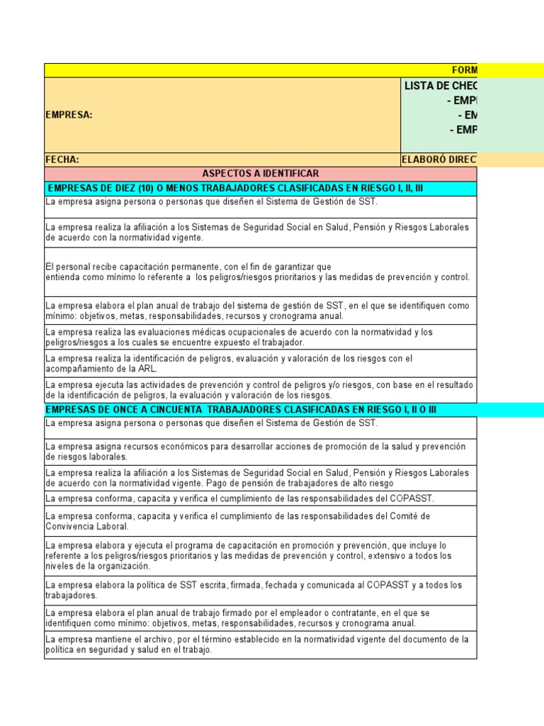 LISTA DE CHEQUEO RESOLUCIÓN 312 de 2019 | PDF | Pensión | Medicina