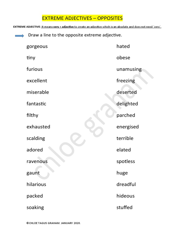 Draw A Line To The Opposite Extreme Adjective | PDF