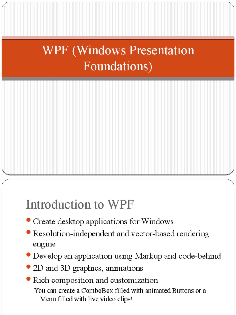 Wpf Introduction Pdf Extensible Application Markup Language Windows Presentation Foundation