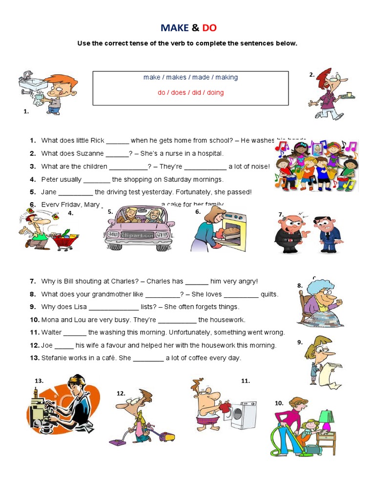 Verb Tense Exercises: Make & Do | PDF
