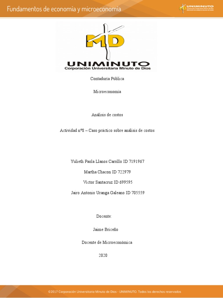 Analisis Costos Act 8 Microeconomia | PDF | Microeconomía | Contabilidad