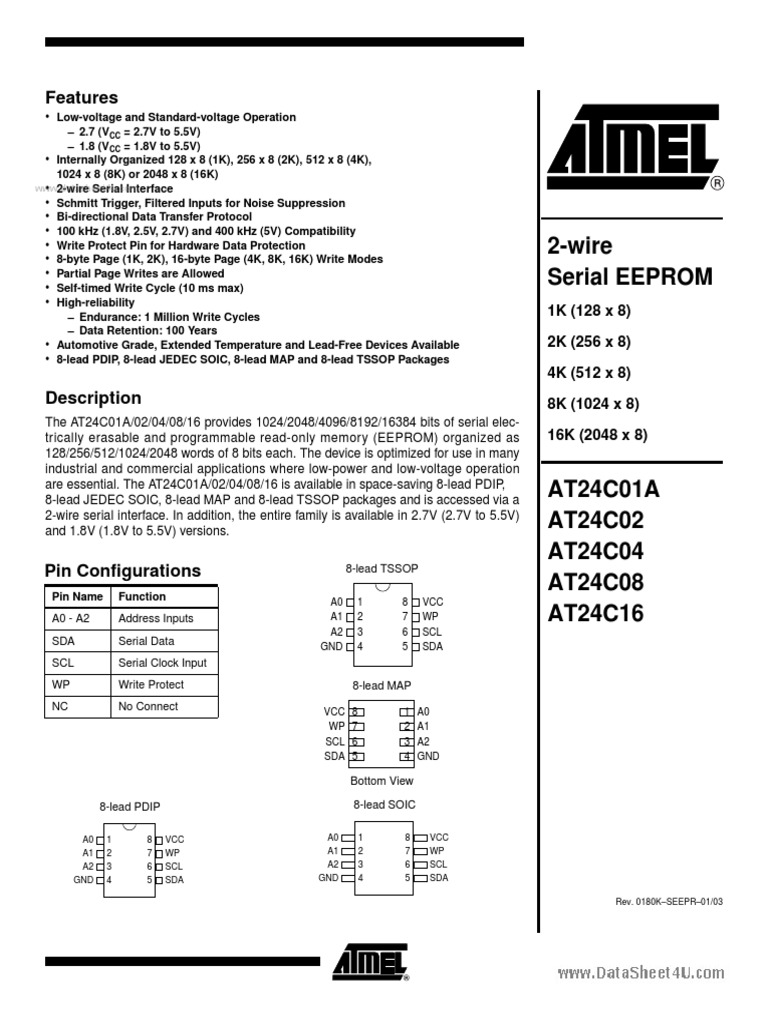 2-Wire Serial EEPROM: Features | PDF | Computer Data | Electronic Design