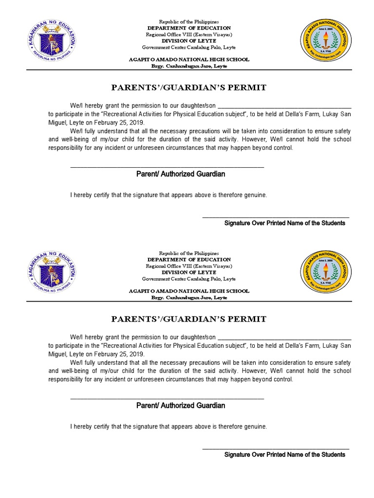 Parent's Permit | Download Free PDF | Living Arrangements | Childhood