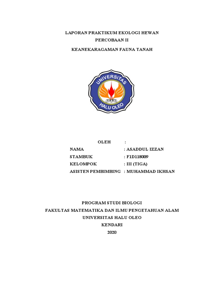 Laporan Ekologi Hewan 2 | PDF | Sains & Matematika