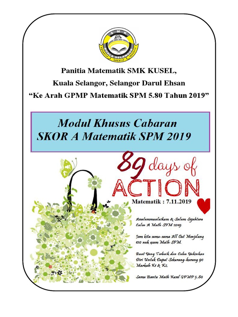 Modul Khusus 89 Hari Menjelang Math SPM PDF | PDF