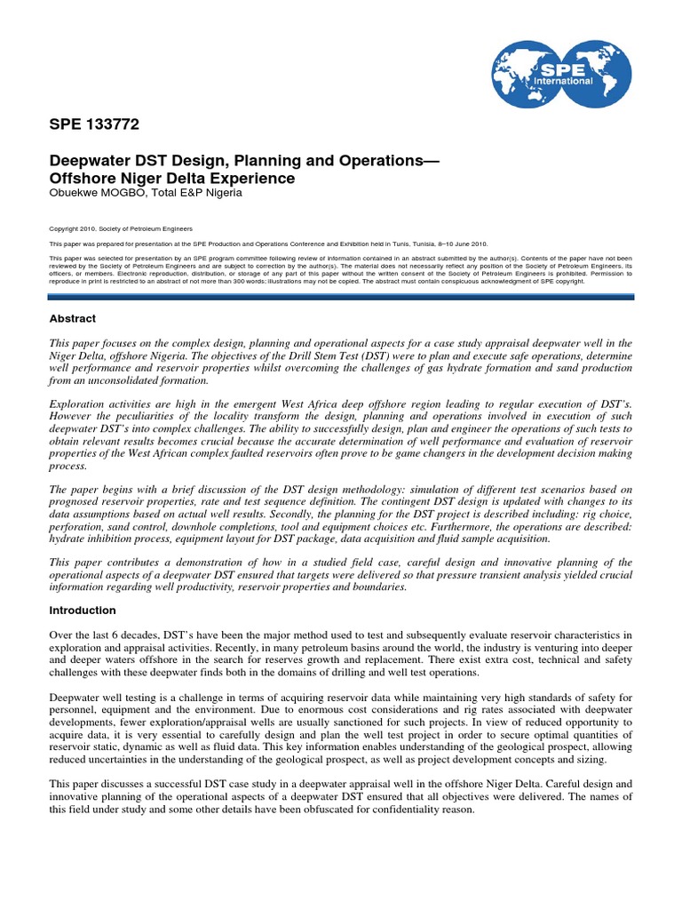 SPE 133772 Deepwater DST Design, Planning and Operations - Offshore ...