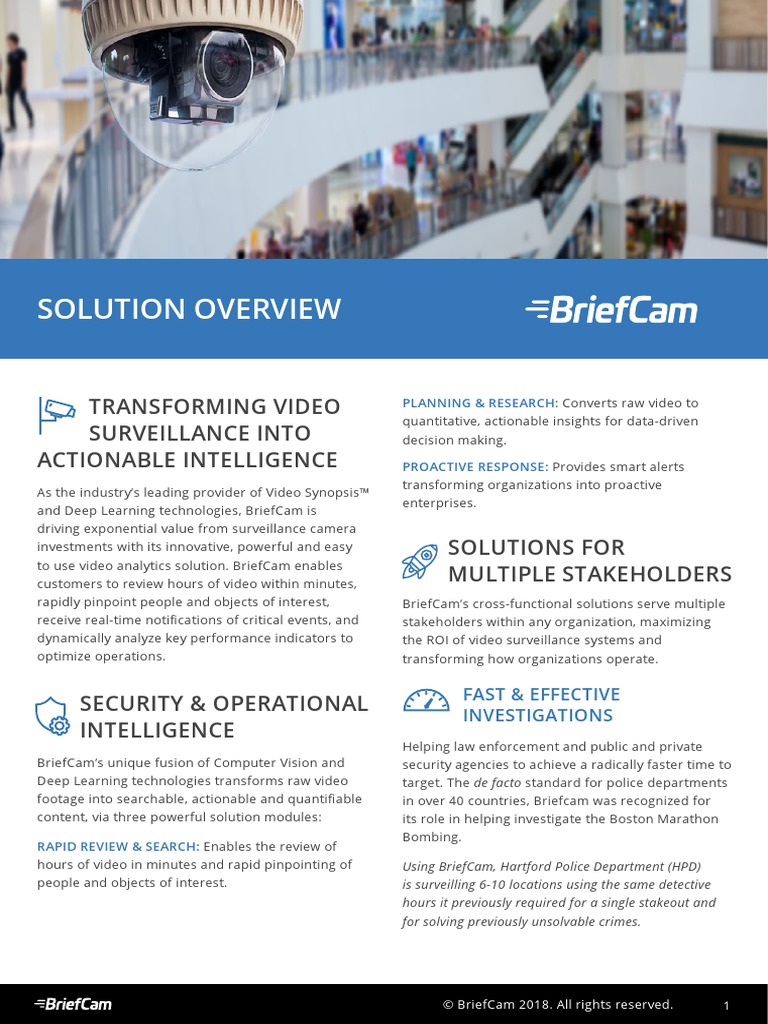 Briefcam-Solution Overview | PDF | Surveillance | Analytics