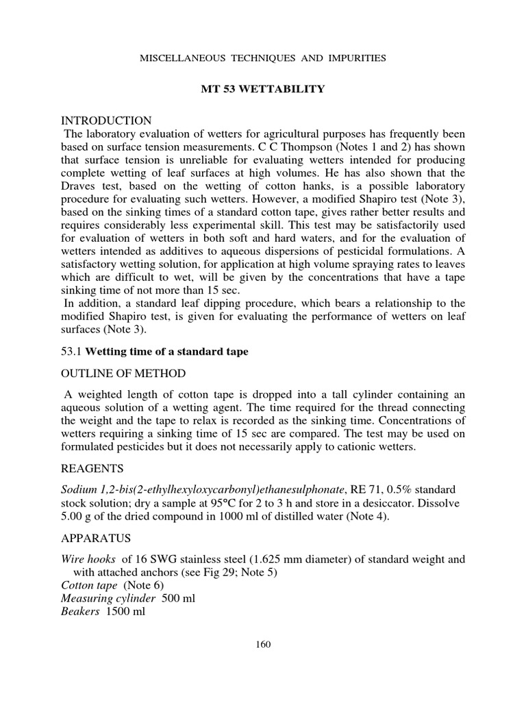 MT 53 Wettability: Miscellaneous Techniques and Impurities | PDF | Wetting | Distillation