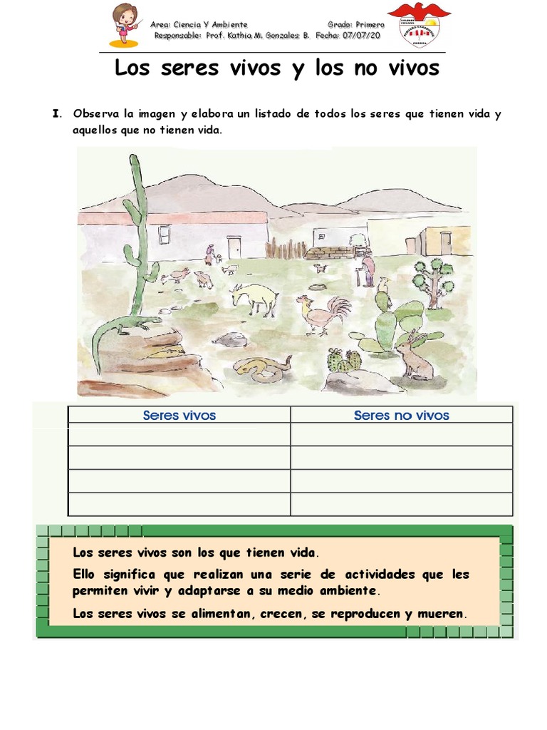 Los Seres Vivos y No Vivos 07.07 | PDF | Ciencias sociales | Salud y ...