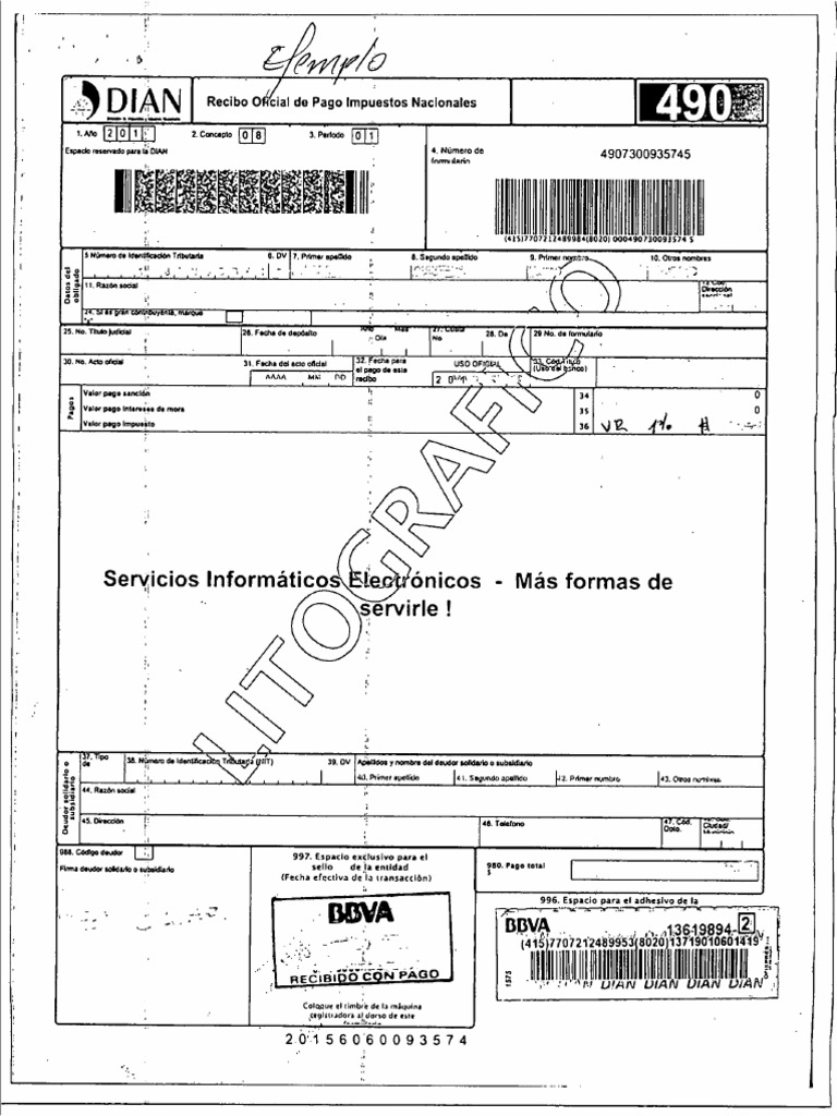 Ejemplo Pago Dian Formato 490 | PDF