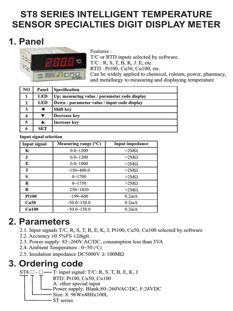 St8 Series Intelligent Temperature Sensor Specialties Digit Display ...