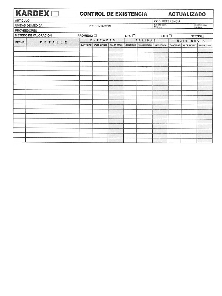 Kardex para Imprimir | PDF
