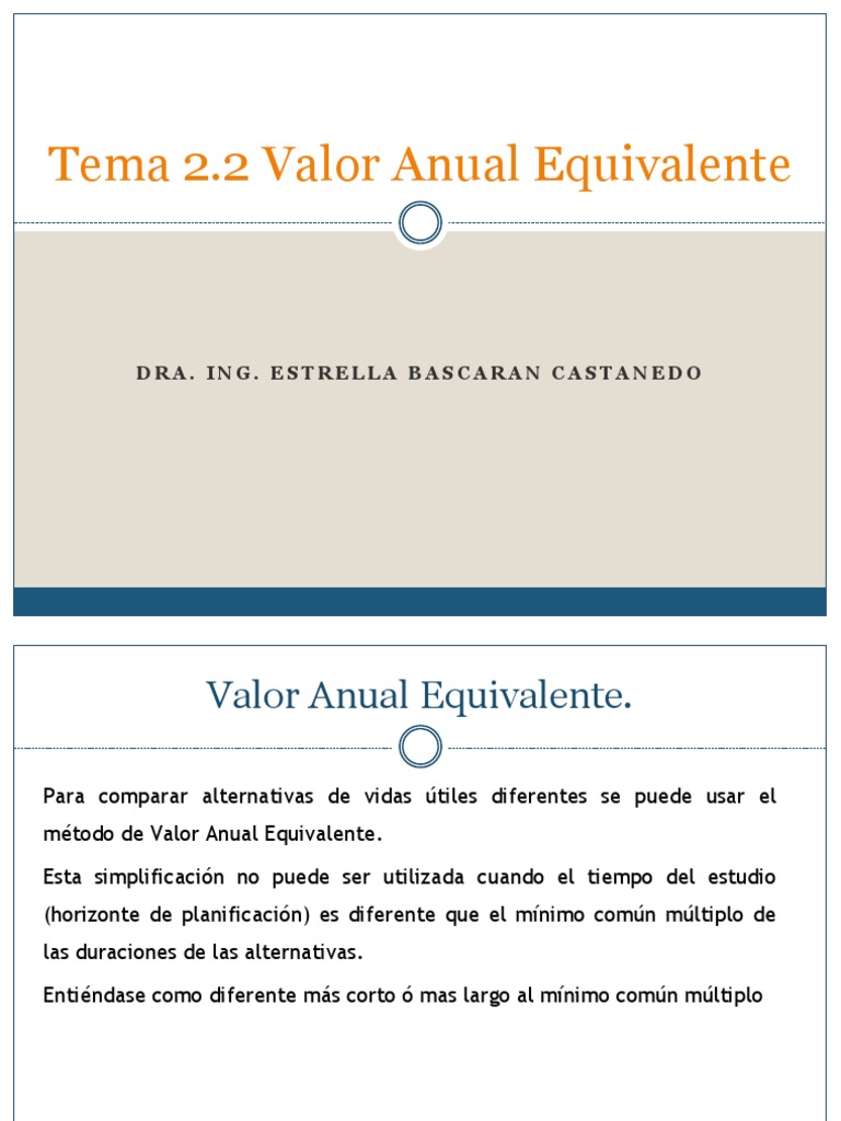 Análisis de Valor Anual Equivalente | PDF | Valor presente neto | Bancario