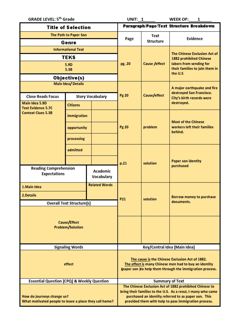 Unit 1-The Path To Paper Son and Louie Share Kim Paper Son 1 - Ts ...