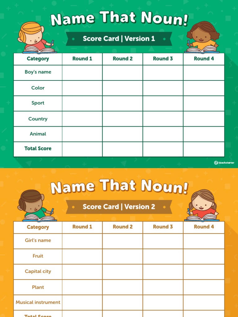 Grammar Game Name That Noun Color - 1655450 | PDF
