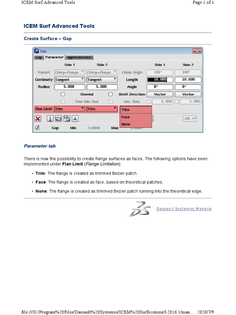 ICEM Surf Advanced Tools: Create Surface - Gap | PDF | Business | Computers