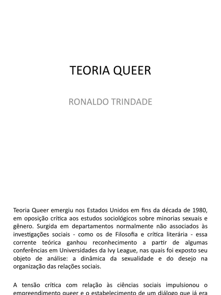 Teoria Queer | PDF | Teoria Queer | Estudos LGBTQIA+