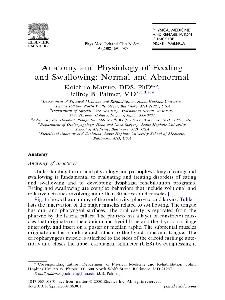 Anatomy and Physiology of Feeding | PDF