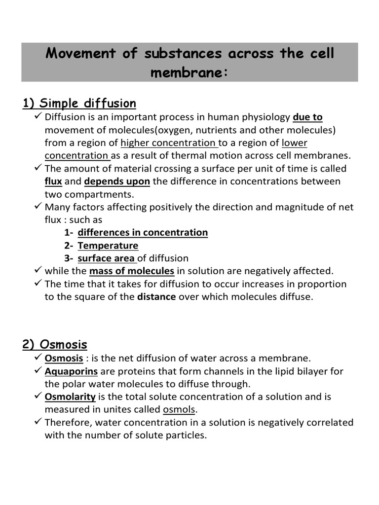 13-Movement of Substances Across The P | PDF | Cell Membrane | Vesicle ...