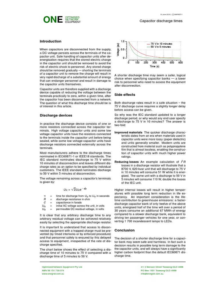 Capacitor Discharge Time Analysis | PDF | Capacitor | Resistor