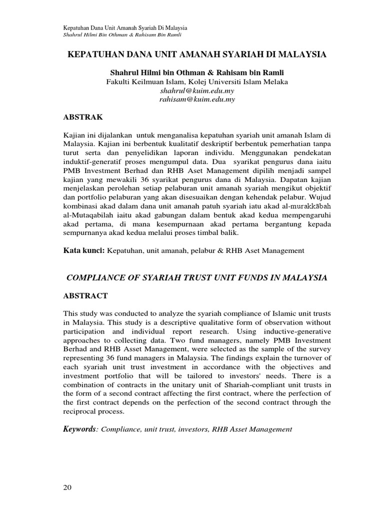 Dana Unit Amanah PDF | PDF