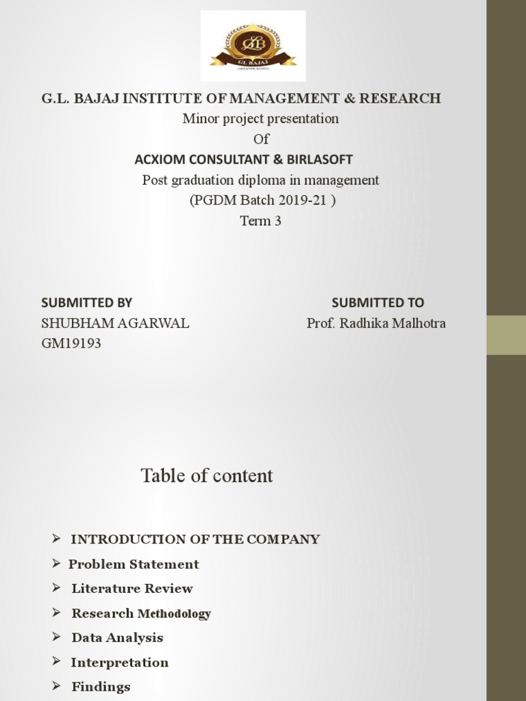 Minor Project Presentation PDF Equity Finance Income