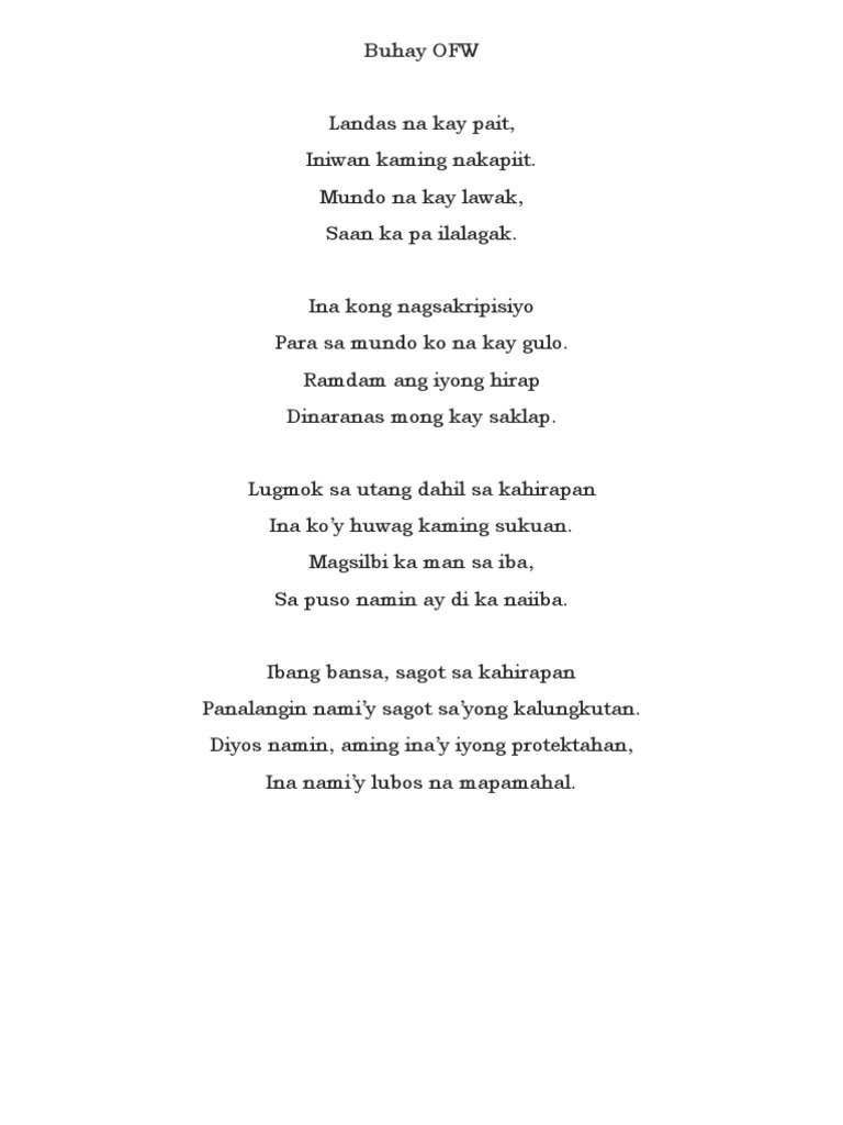 Buhay OFW Tula | PDF