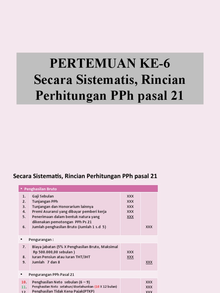 RUMUS PERHITUNGAN PPH PAsal 21 | PDF