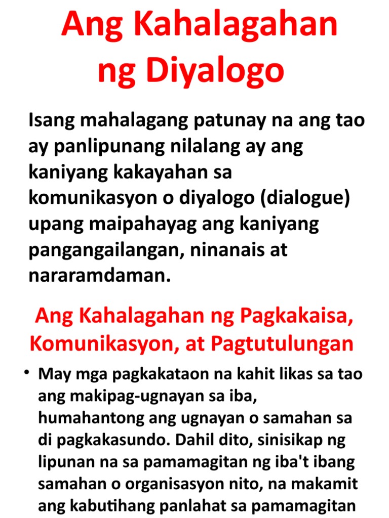 Ang Kahalagahan NG Diyalogo | PDF