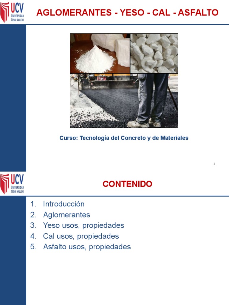 Aglomerantes Yeso - Cal - Asfalto | PDF | Yeso | Asfalto