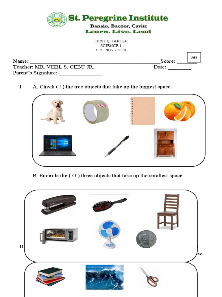 First Quarter Science 1 S.Y. 2019 - 2020 | Download Free PDF | Matter ...