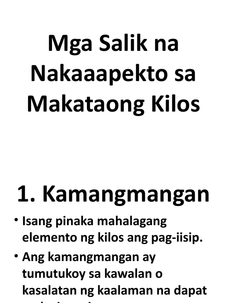 Mga Salik Na Nakaaapekto Sa Makataong Kilos | PDF