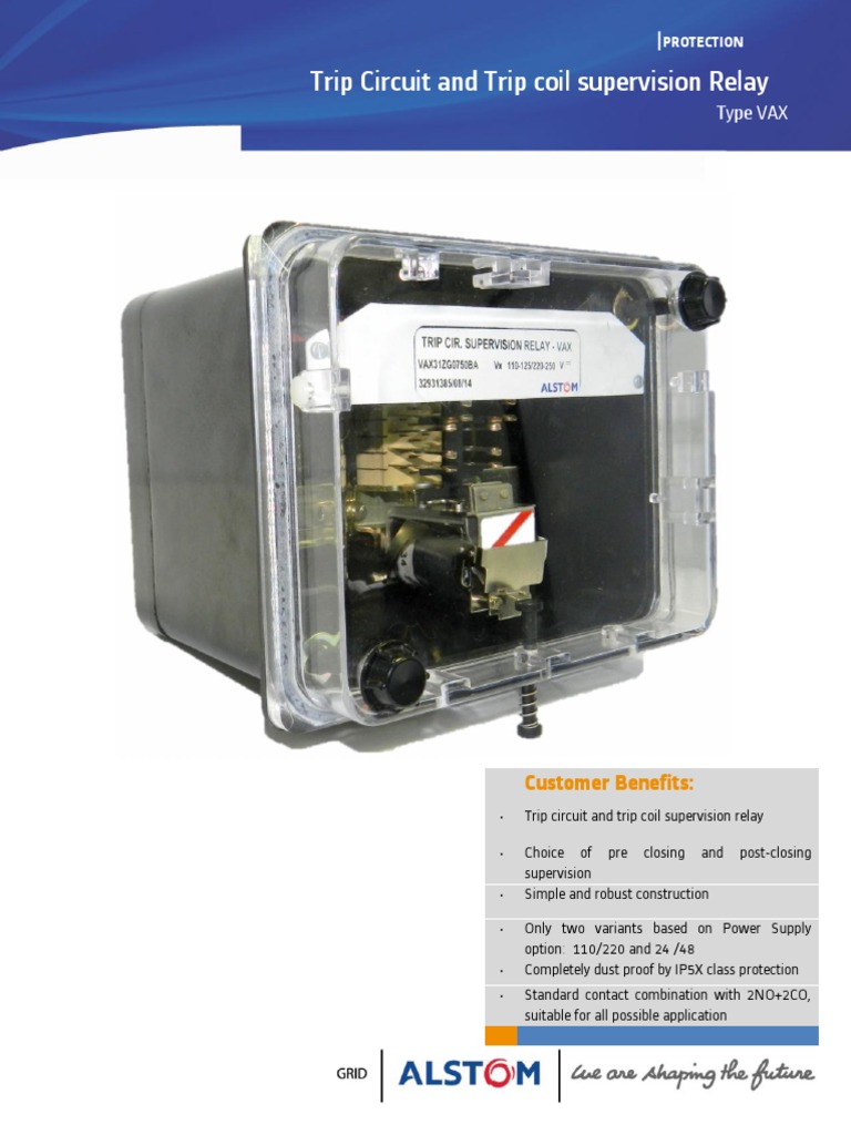 Trip Circuit and Trip Coil Supervision Relay: - Type VAX | PDF | Relay ...