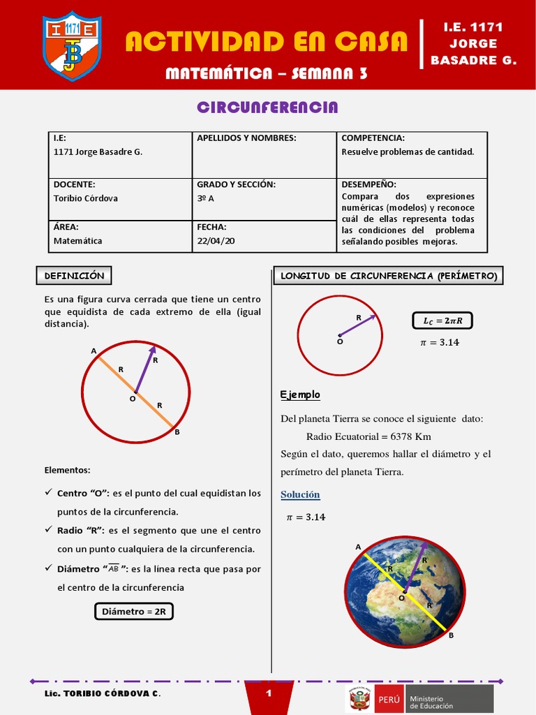 Conceptos y Cálculos de Circunferencia | PDF | Diámetro | Circulo