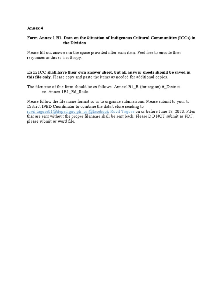 Annex 4 Form Annex 1B1 Template - Davao Occidental | PDF | Computing ...