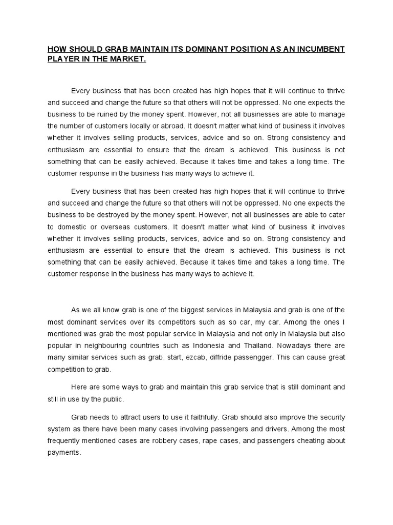 How Should Grab Maintain Its Dominant Position As An Incumbent Player ...