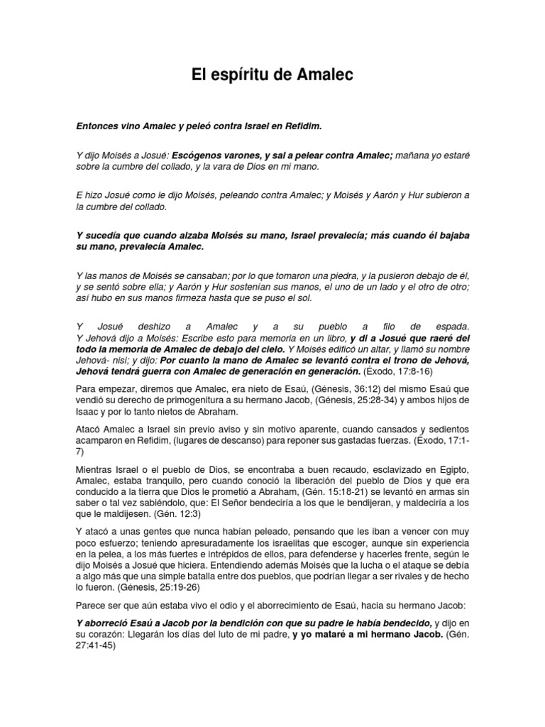 El Espíritu de Amalec | PDF | Jacob | Moisés