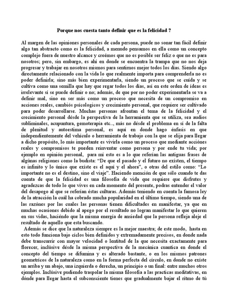 Artículo Sobre La Felicidad | PDF | Felicidad | Vida